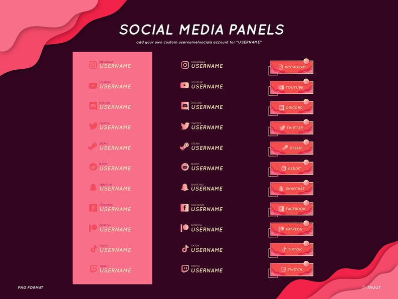 Twitch Panels and Social Media Labels Pack WAVY Love - Etsy