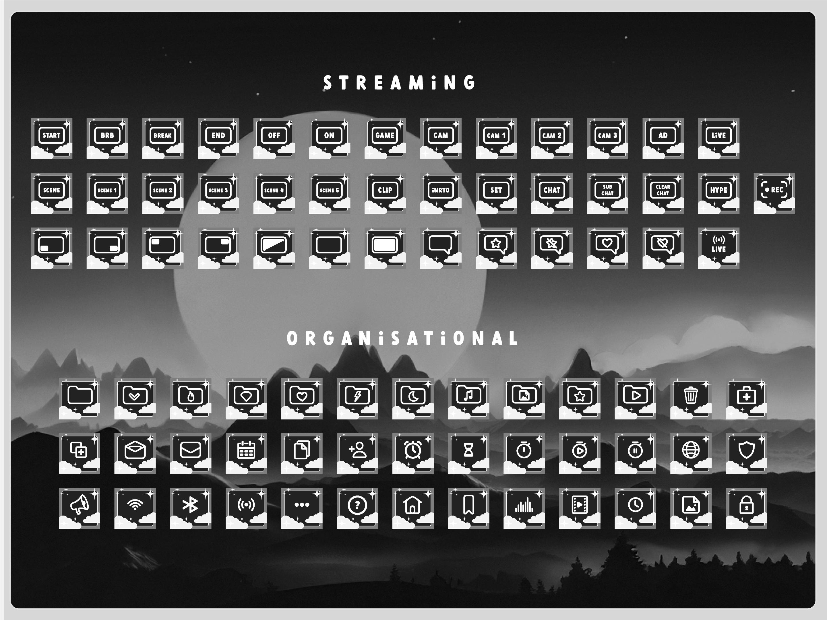 Stream Deck Icons for Cozy Streaming Setup: 250+ Cute Icons in Black ...