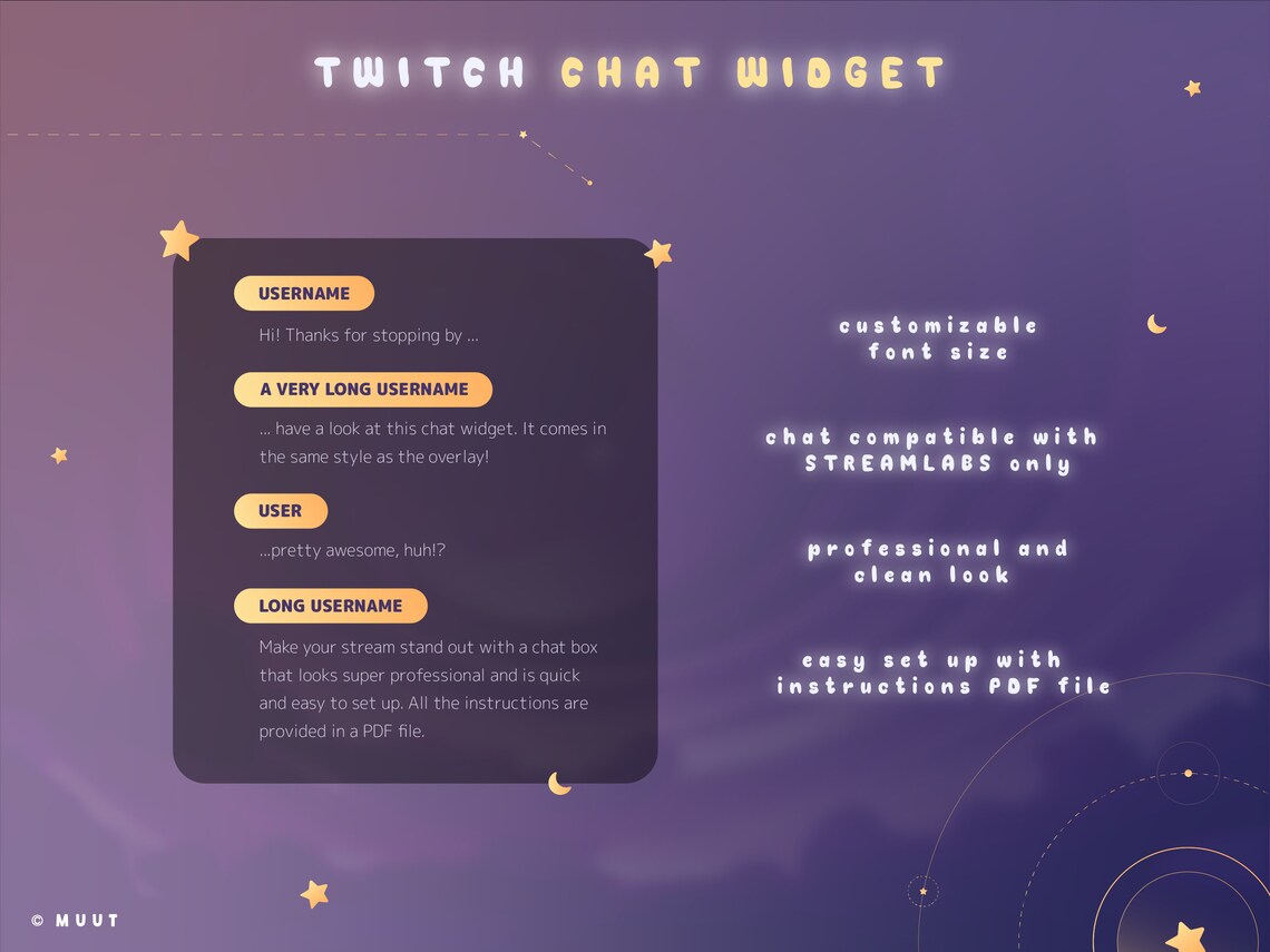 Moonlight Twitch Chat Widget: Celestial Stream Overlay for Streamlabs ...