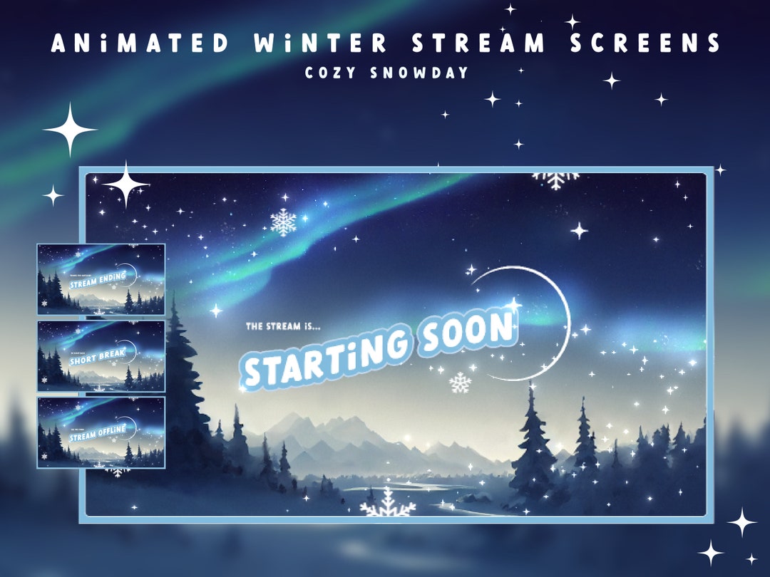 Animated Winter Stream Screens: Cozy Snowday Theme With Aurora (northern Lights) - Etsy