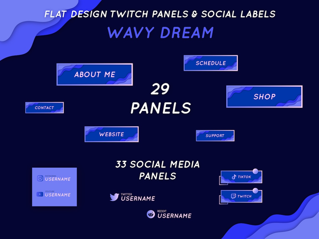 Twitch Panels and Social Media Labels Pack - WAVY Dream - Etsy