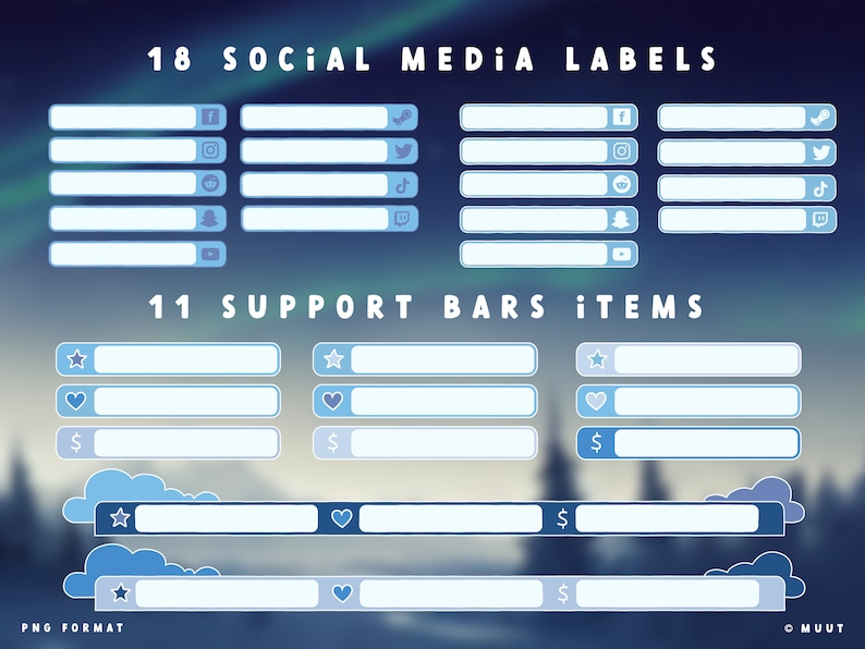 Animated Winter Twitch Stream Package: Cute Alerts, Blue Panels, Snow ...