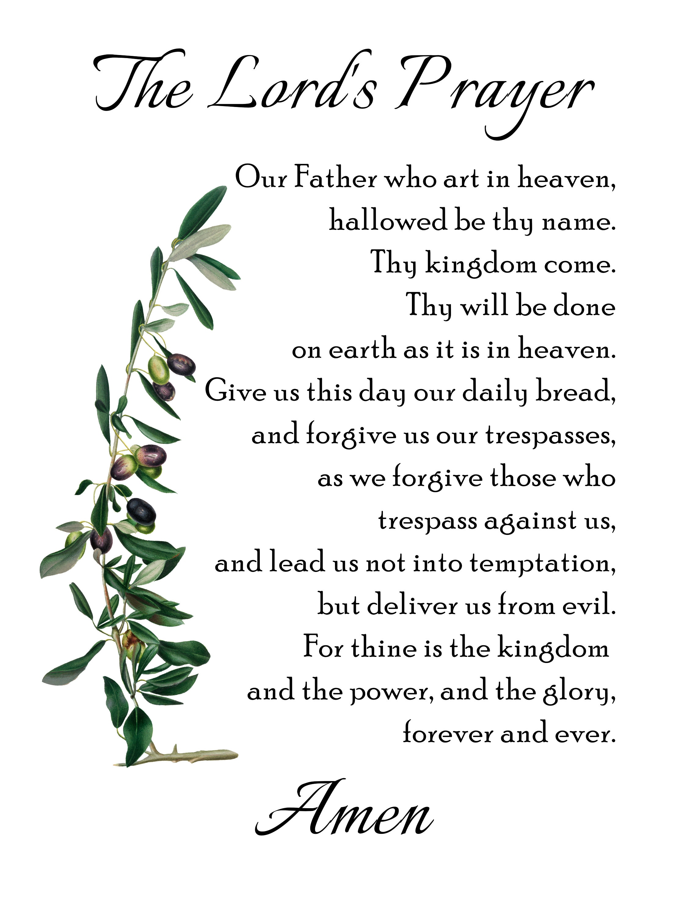 The Lord's Prayer - Our Father - Catholic - Christian - INSTANT ...
