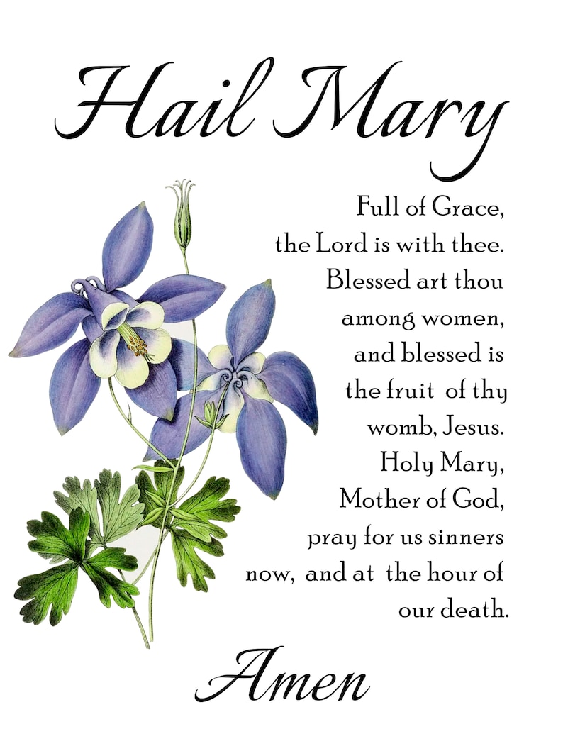 Hail Mary Prayer Queen of Heaven Catholic Christian INSTANT DOWNLOAD ...