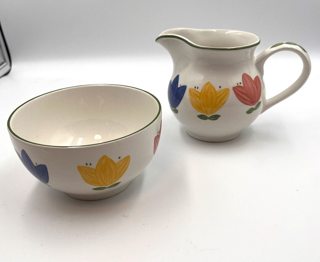 Vintage Johnson Brothers Nicole Pattern Set Sugar Bowl Milk Jug Creamer ...