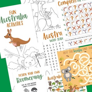 Australia Kids Activity Pack, I Spy Game, Printable Coloring Pages ...