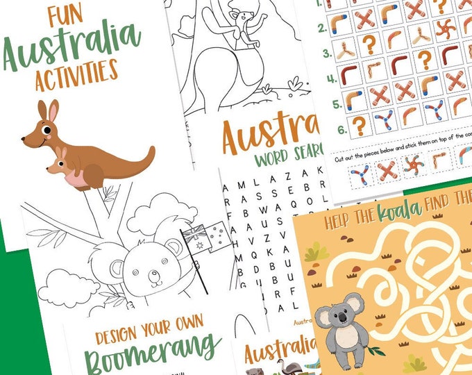 Australia Kids Activity Pack, I Spy Game, Printable Coloring Pages ...