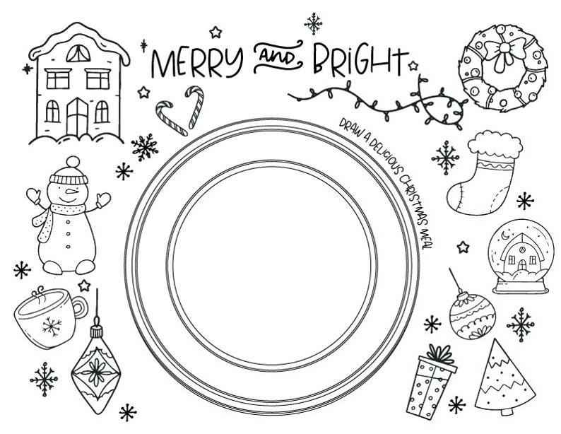 Christmas Activity Printable Placemat for Kids, Coloring Placemat ...