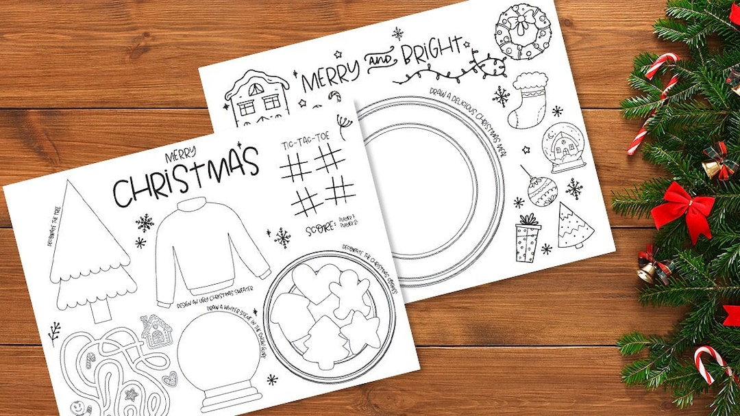 Christmas Activity Printable Placemat for Kids, Coloring Placemat ...