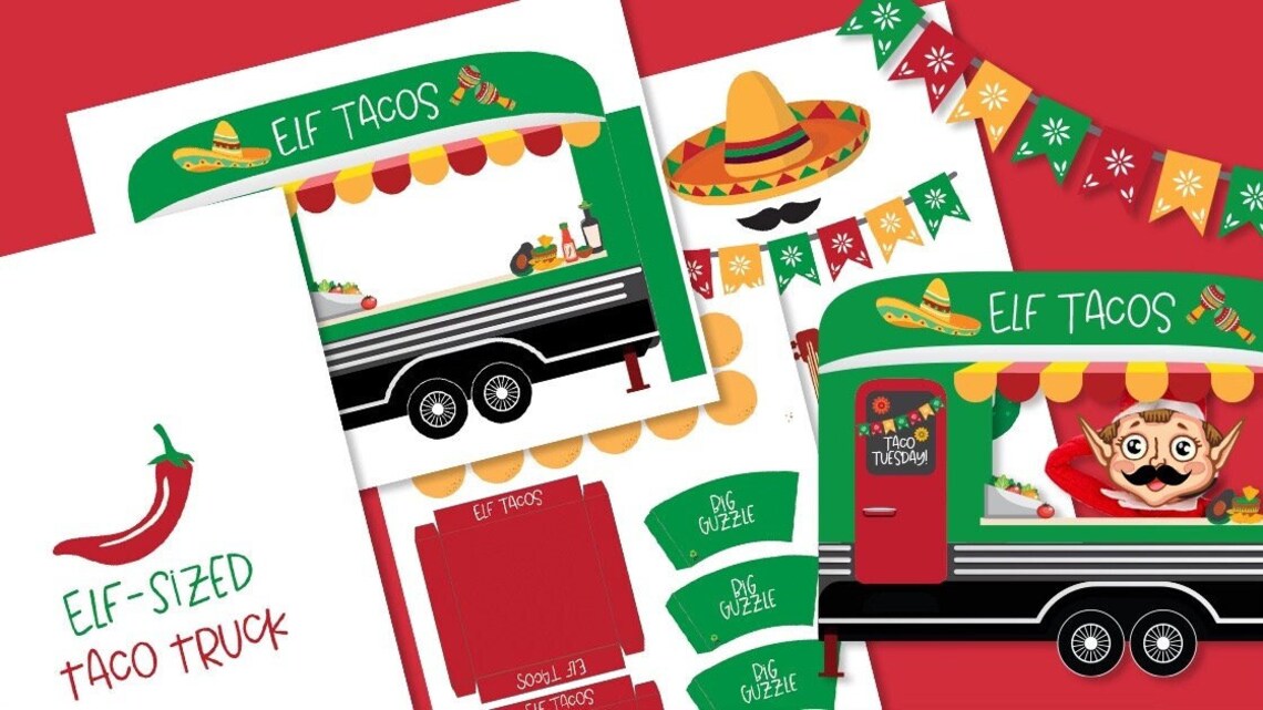 Elf Taco Truck Props - Taco Stand, Food Truck, Taco Tuesday Accessories ...