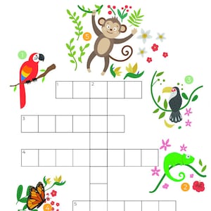 Jungle Animals Kids Activity Pack Printable Coloring Page, Matching ...