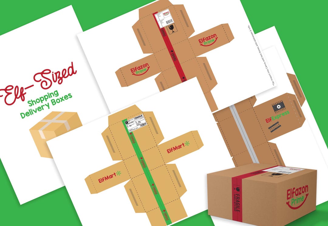Elf-sized Shipping Boxes, Christmas Elf Props, Funny Elf Accessories ...