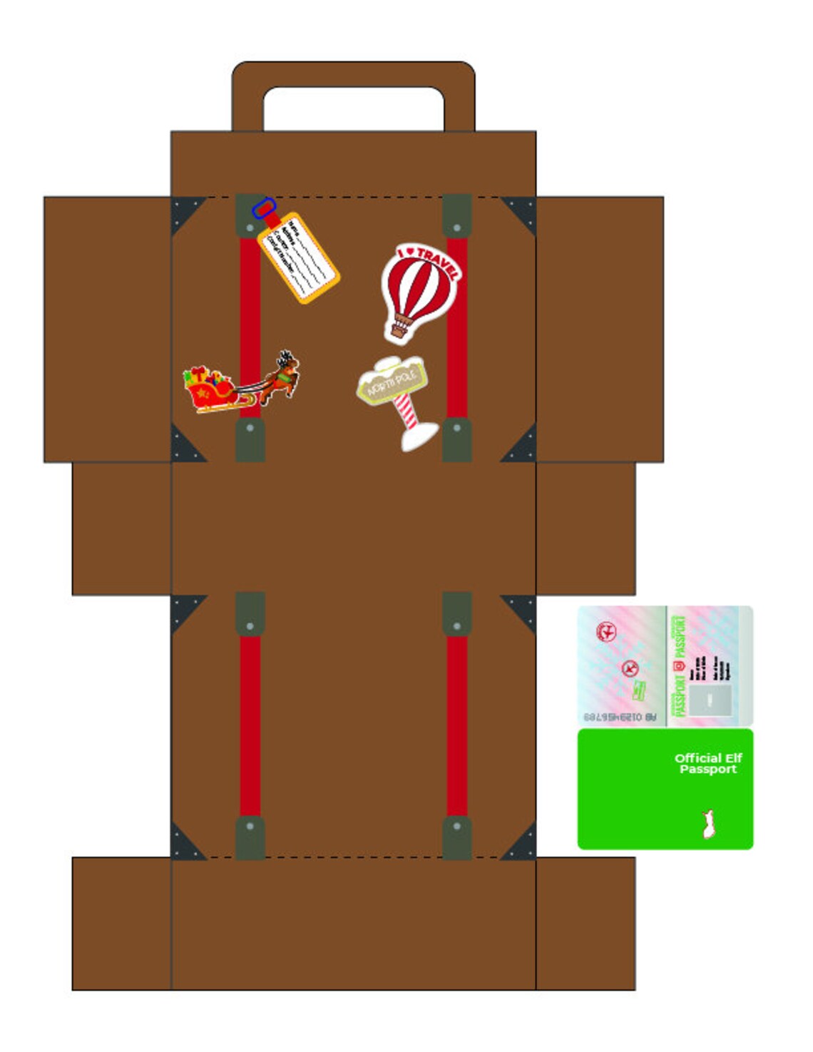 Elf Suitcase and Passport - Elf Travel Props - Accessories - Cute ...