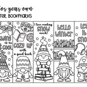 Winter Coloring Bookmarks, Gnome Bookmarks, Instant Download Printables ...