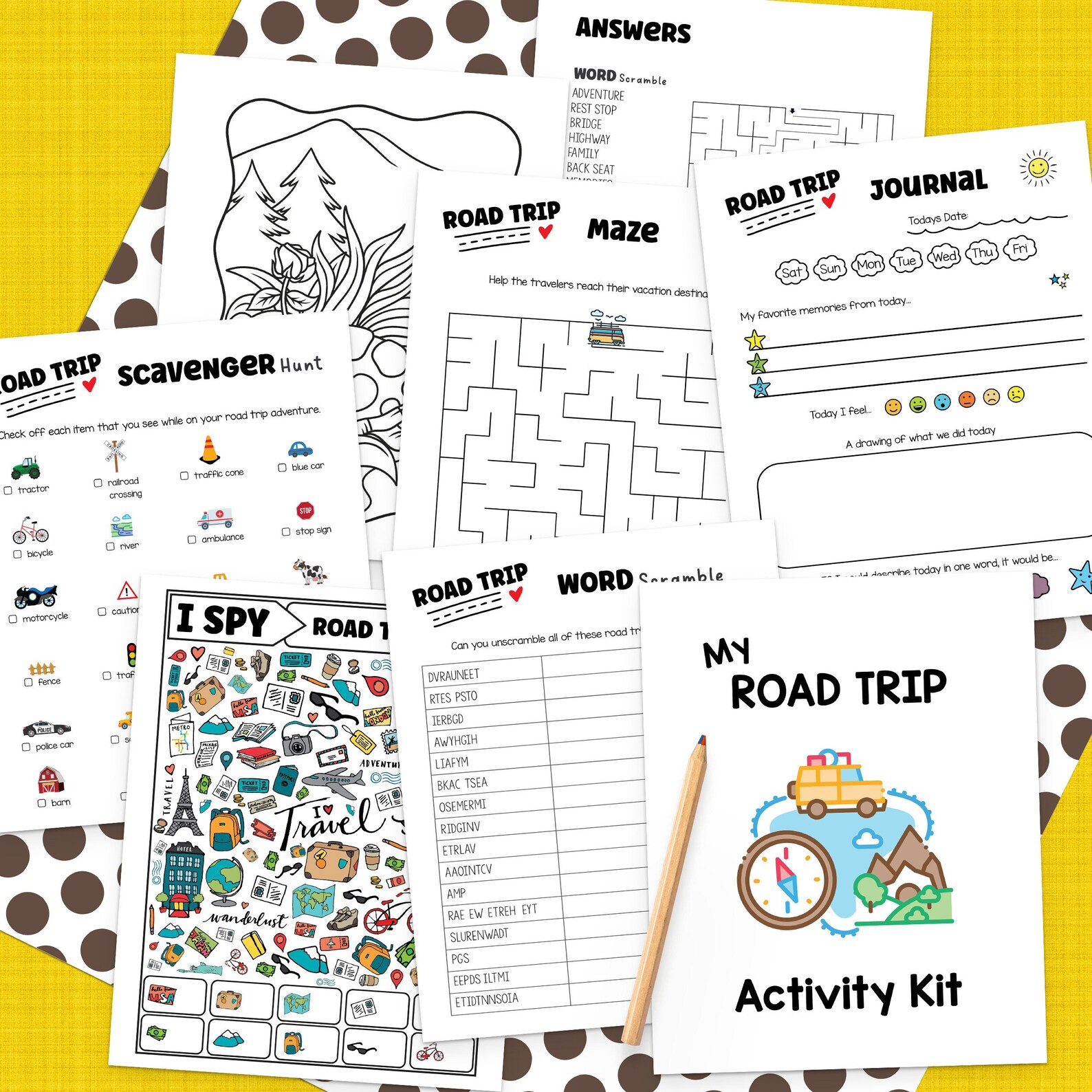 Fun Road Trip Activity Kit for Kids | Printable Games Bundle and ...
