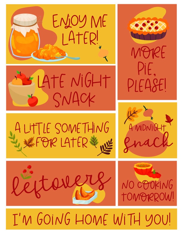 Thanksgiving Leftovers Labels Printables (15 Designs) - Etsy