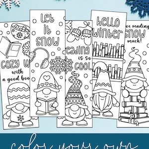 Winter Coloring Bookmarks, Gnome Bookmarks, Instant Download Printables ...