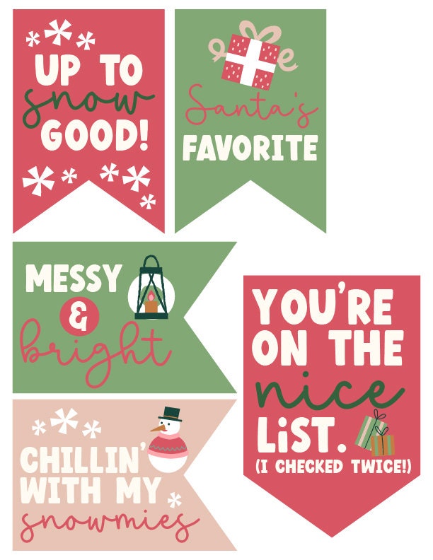 Printable Christmas Flags, Holiday Pennants, Christmas Bunting ...