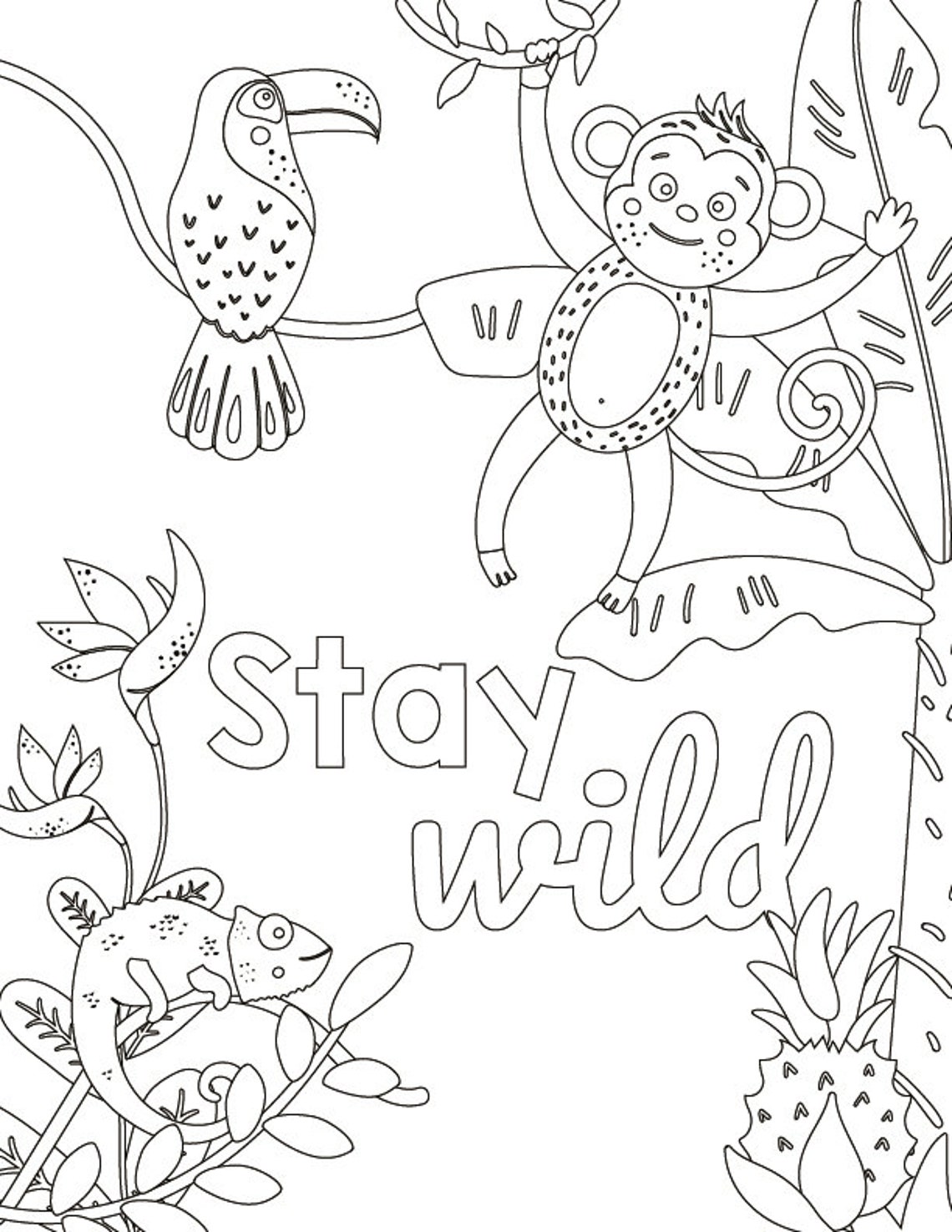 Jungle Animals Kids Activity Pack, Coloring Page Kids Jungle, Matching ...