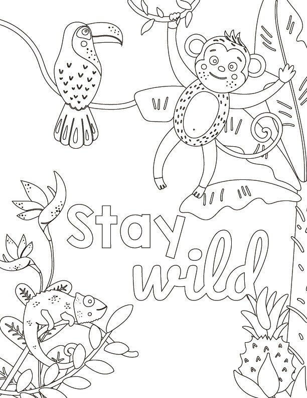 Jungle Animals Kids Activity Pack Printable Coloring Page, Matching ...
