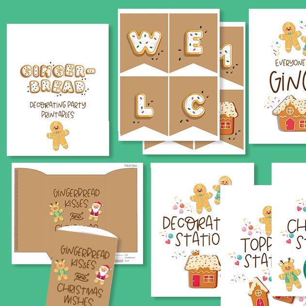 Gingerbread Decorating Party Printables Holiday Baking - Etsy