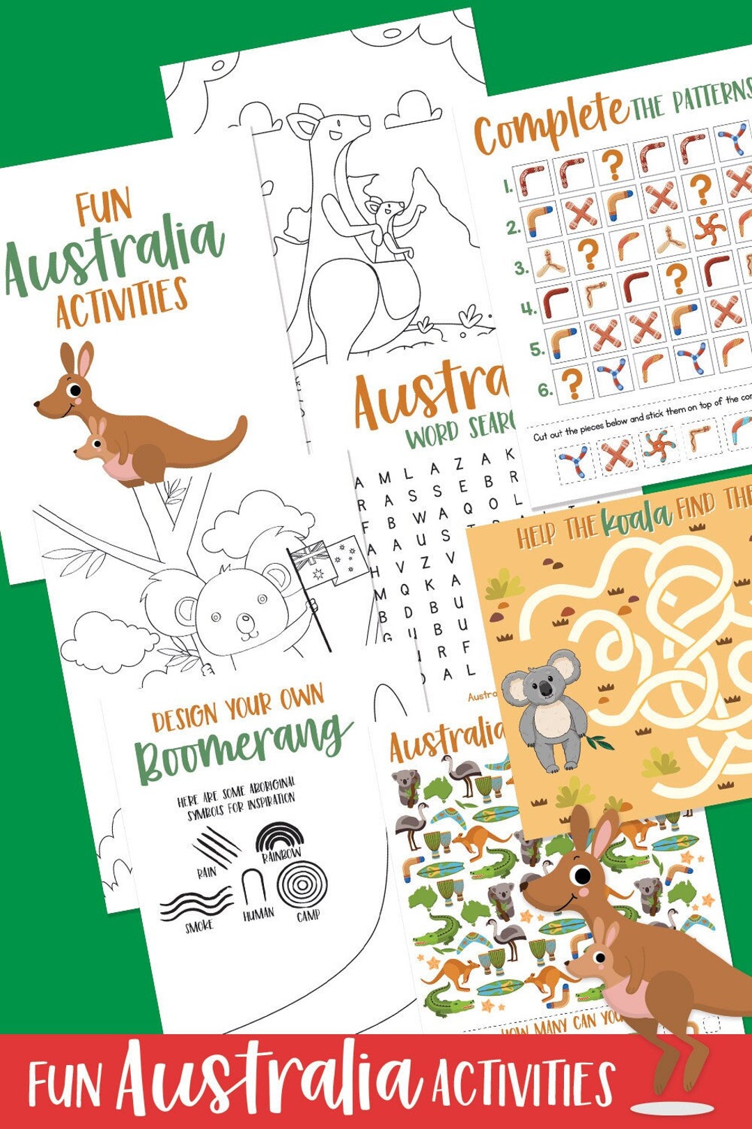 Australia Kids Activity Pack, I Spy Game, Printable Coloring Pages ...