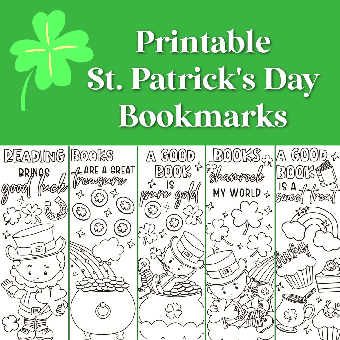 St. Patricks Day Coloring Bookmarks, Kids Saint Patricks Day Crafts, St ...