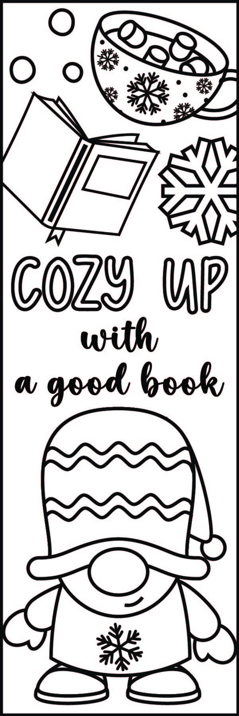 Winter Coloring Bookmarks, Gnome Bookmarks, Instant Download Printables ...