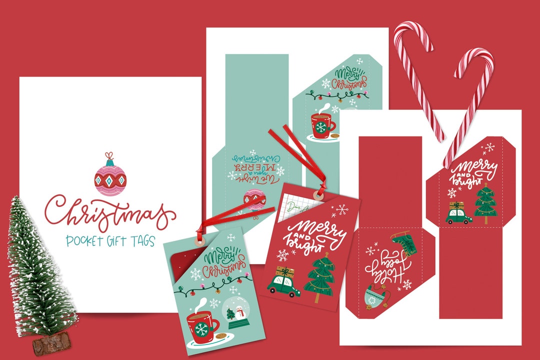 Gift Card Pocket Gift Tags for Christmas 2 Designs Pretty - Etsy