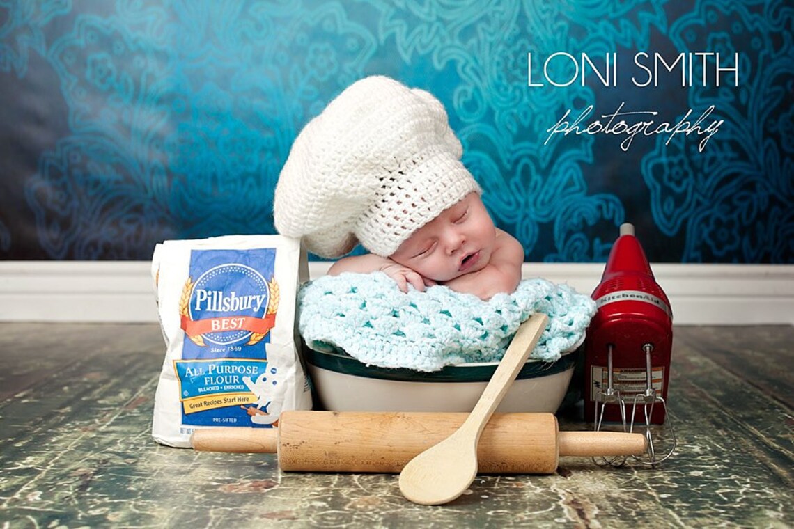 Chef Hat Photo Prop - Crochet Pattern Digital PDF - 6 Sizes! - Etsy