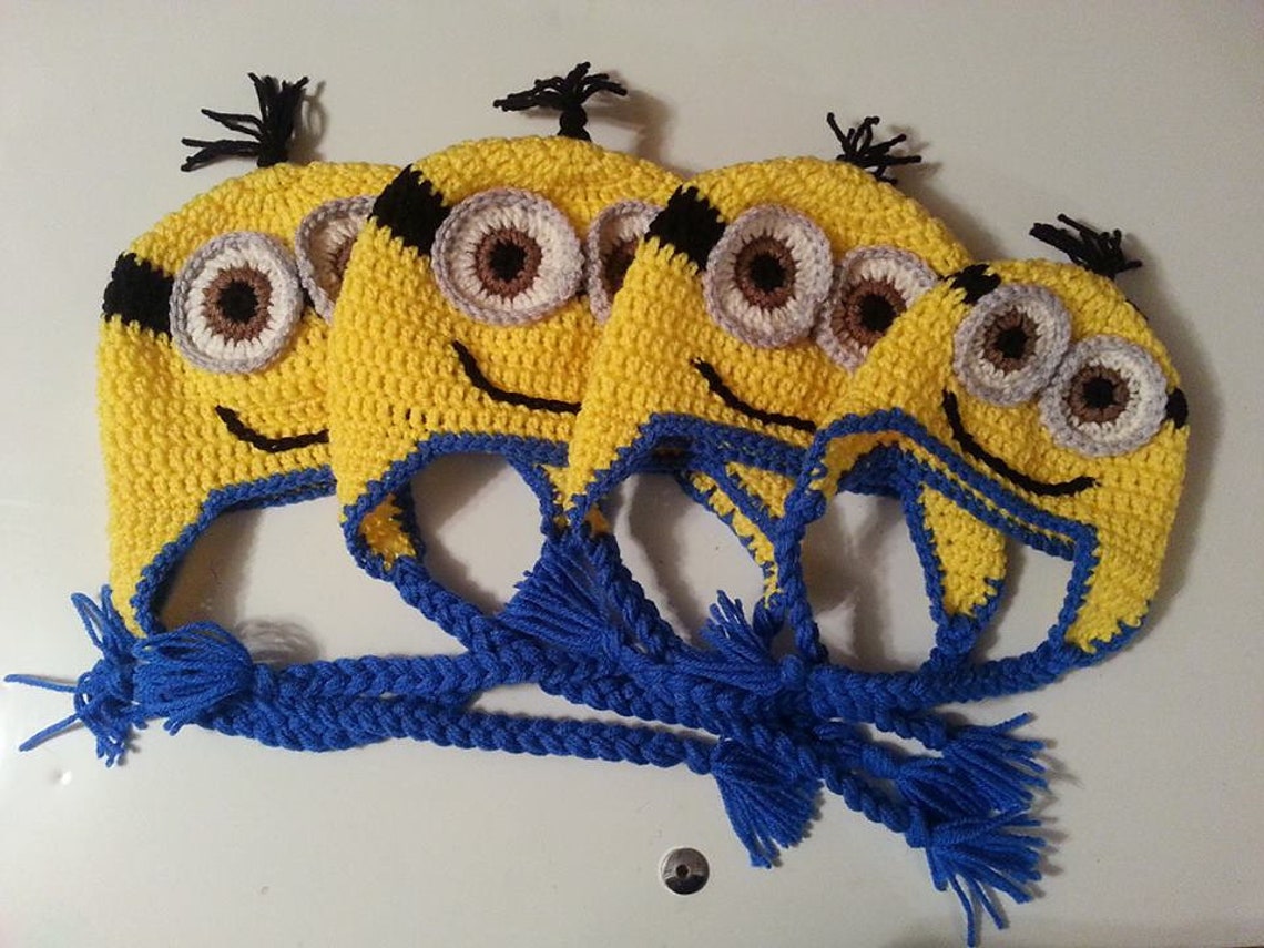 Minions Movie Earflaps Hat Photo Prop - Crochet Pattern Digital PDF - 6 ...