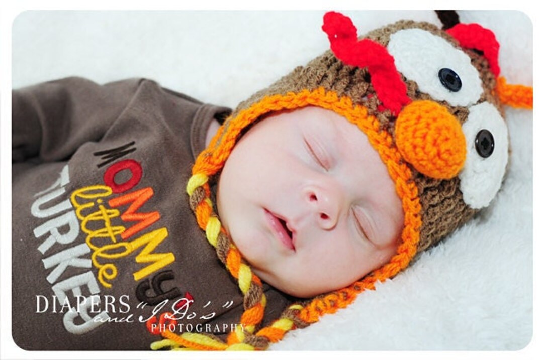 Baby Turkey Hat Photo Prop - Crochet Pattern Digital PDF - 5 Sizes! - Etsy