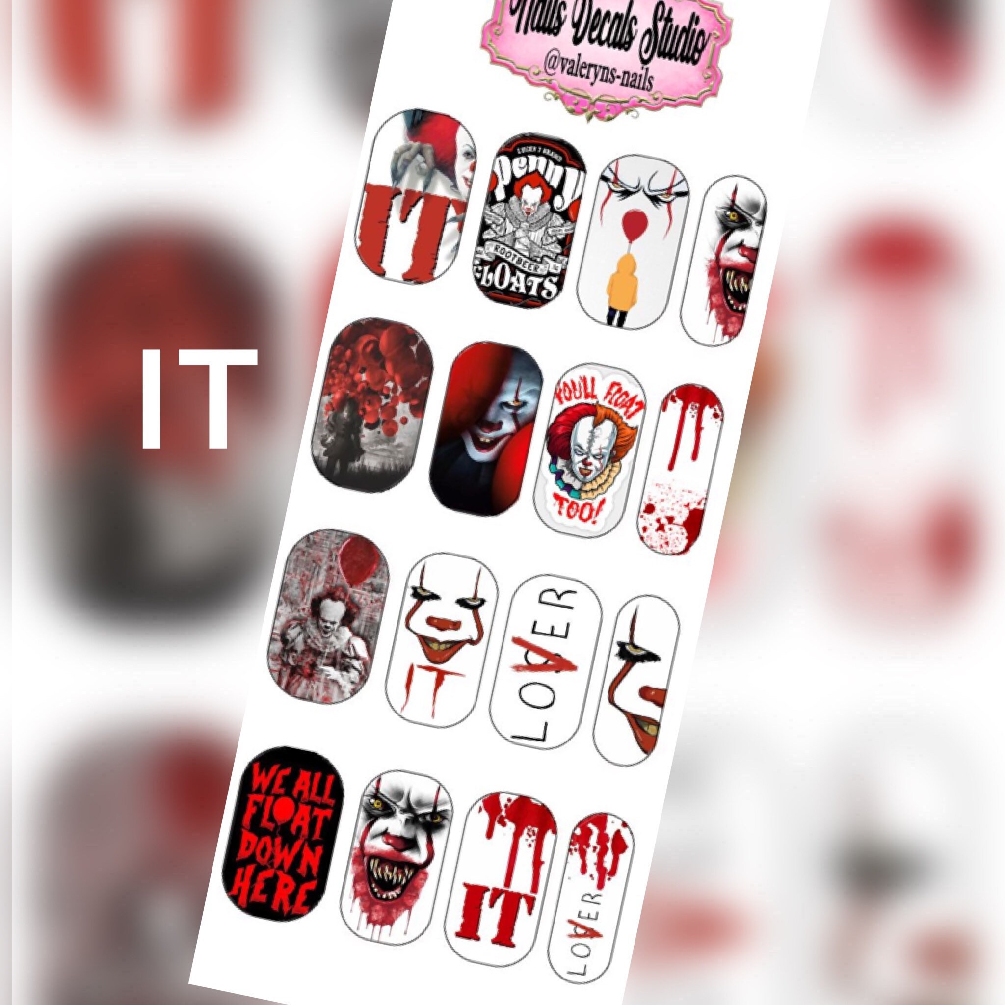 Scary Movies Nail Decals Pennywise It Clown Scream & - Etsy