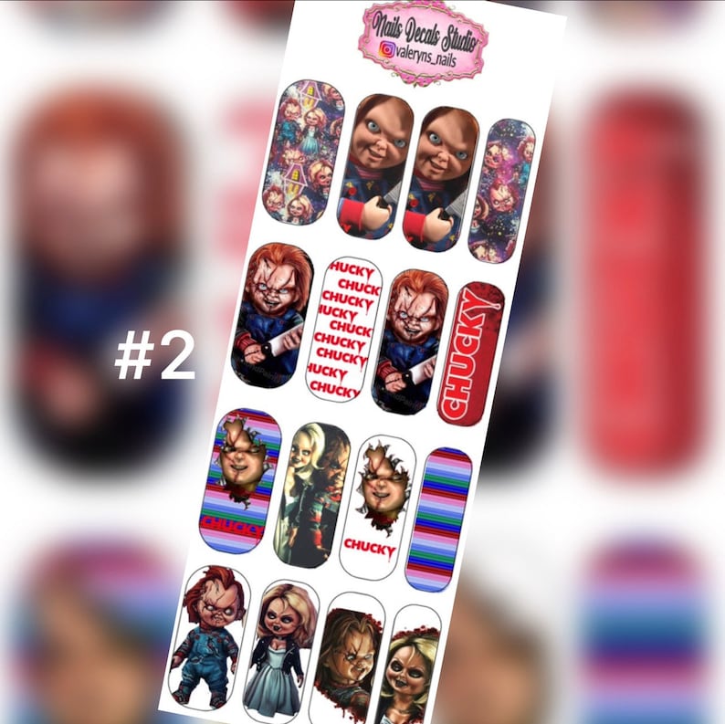 Chucky Horror Nail Waterslide Decals- Nail Art Small- Med. or Med- Lg ...