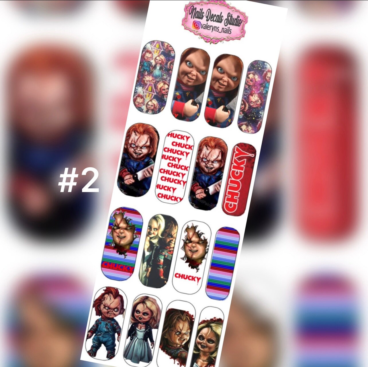 Chucky Horror Nail Waterslide Decals- Nail Art Small- Med. or Med- Lg ...