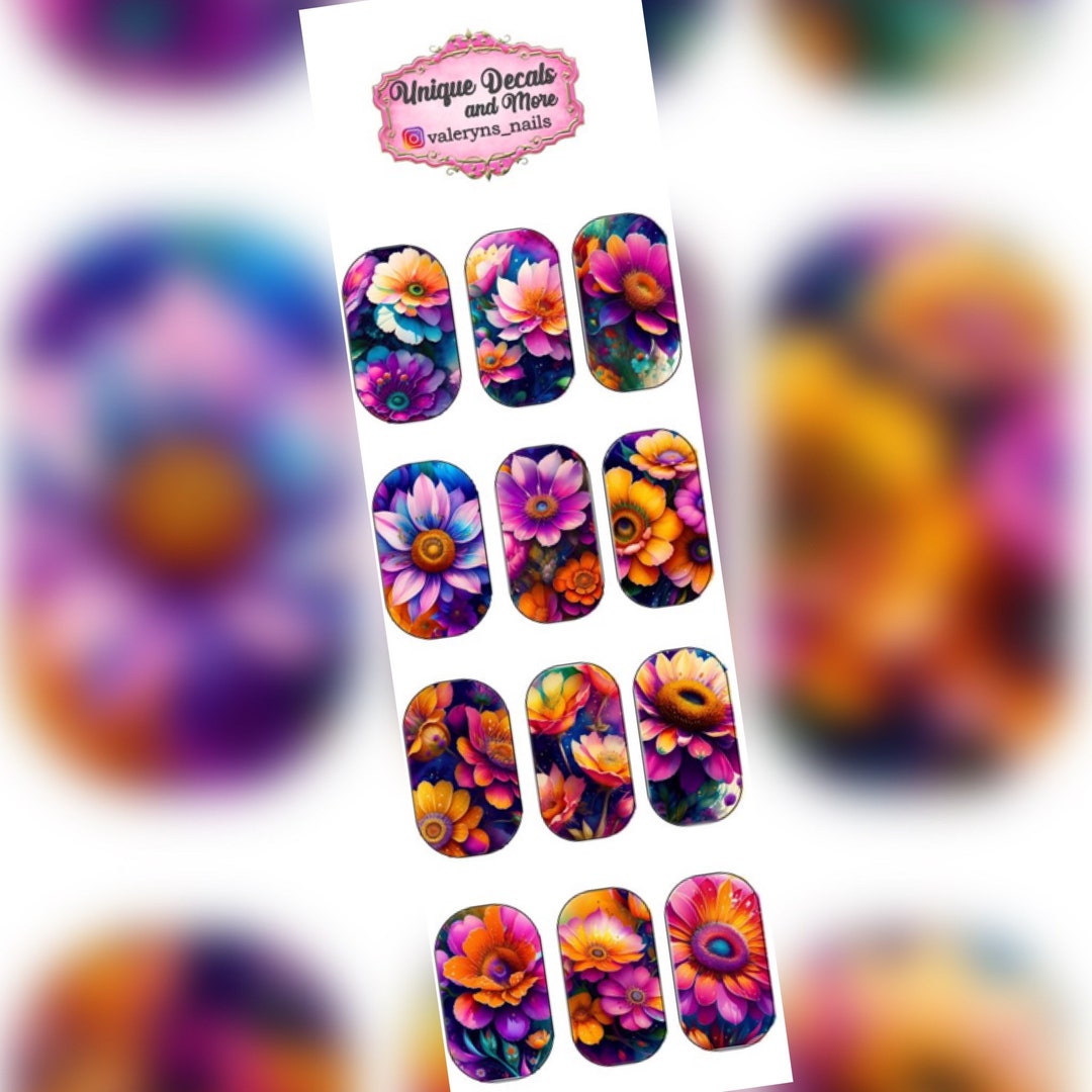 Pretty Flowers Waterslide Nails Decals - Etsy