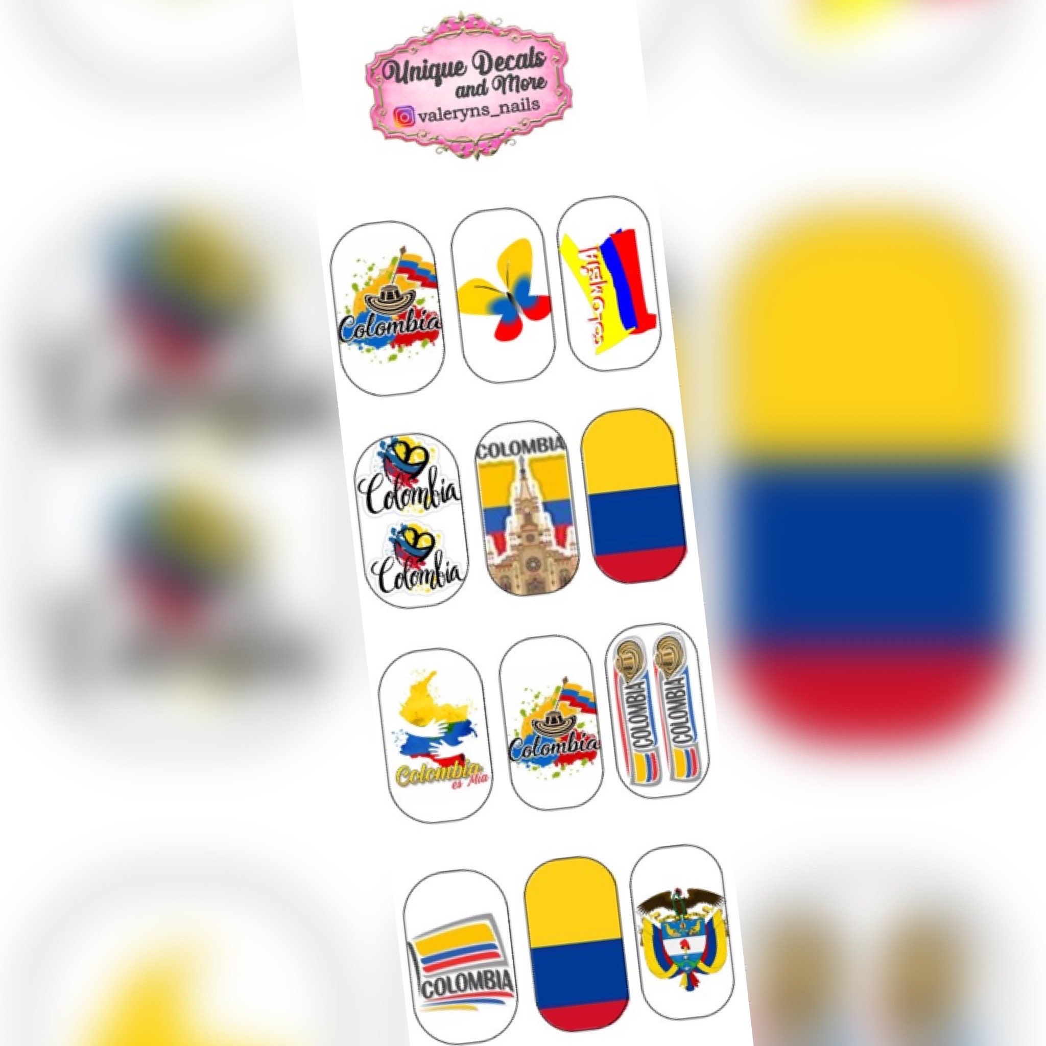 Colombia Waterslide Nail Decals - Etsy