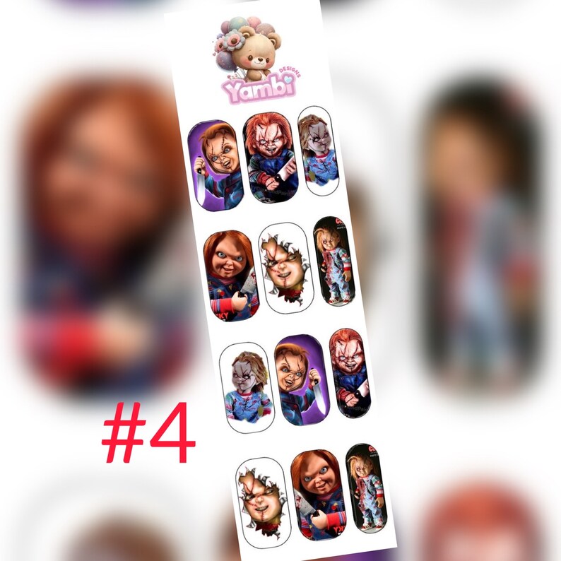Chucky Horror Nail Waterslide Decals- Nail Art Small- Med. or Med- Lg ...