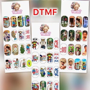DTMF Bad Bunny Waterslide Nails Decals, Stickers, Nail Art - Etsy