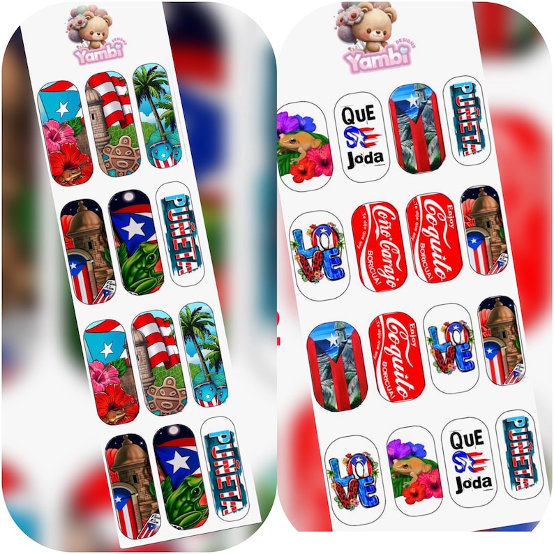 Puerto Rico Waterslide Decals - Nail Art - Etsy
