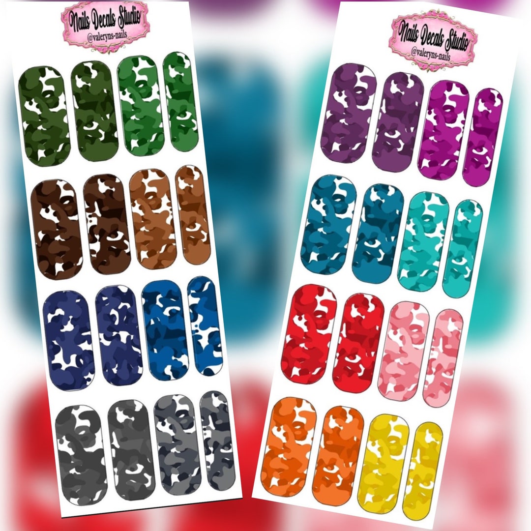 Camouflage Waterslide Nails Decals, Stickers, Nail Art - Etsy