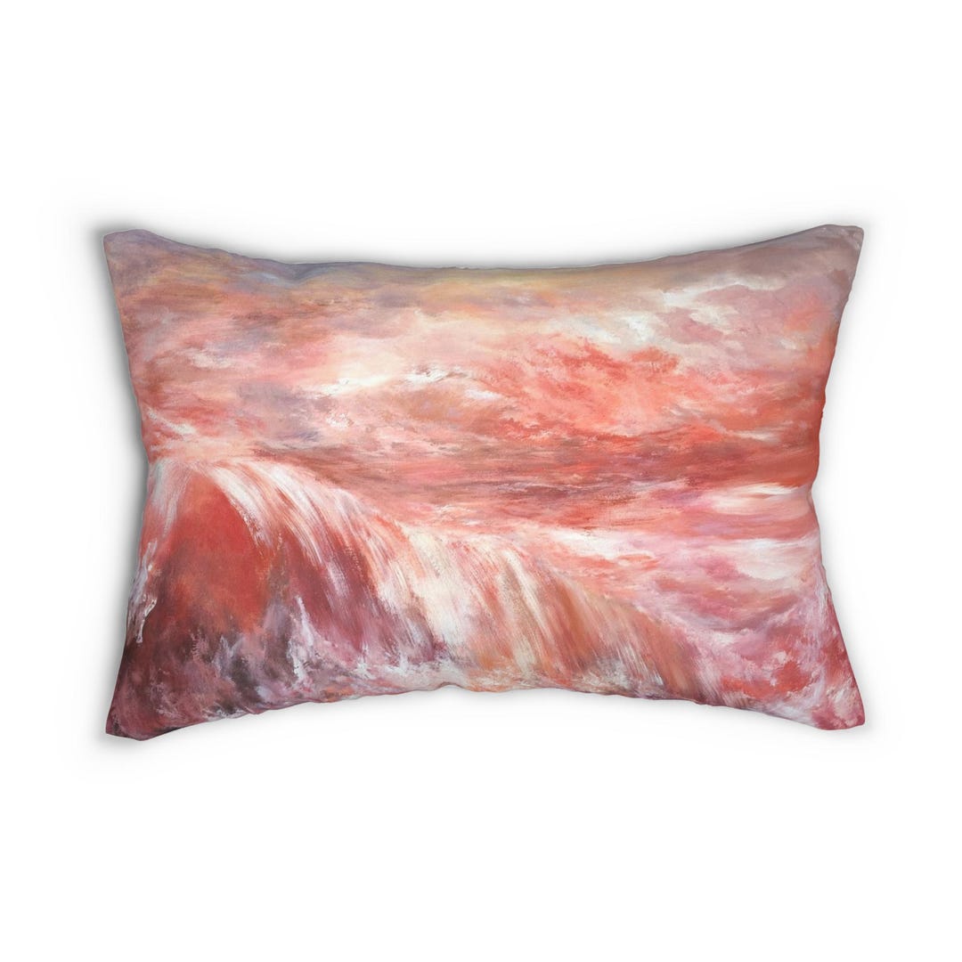 Coral Ocean Wave Lumbar Pillow, 54 Usd (shipping Included in Price.) - Etsy
