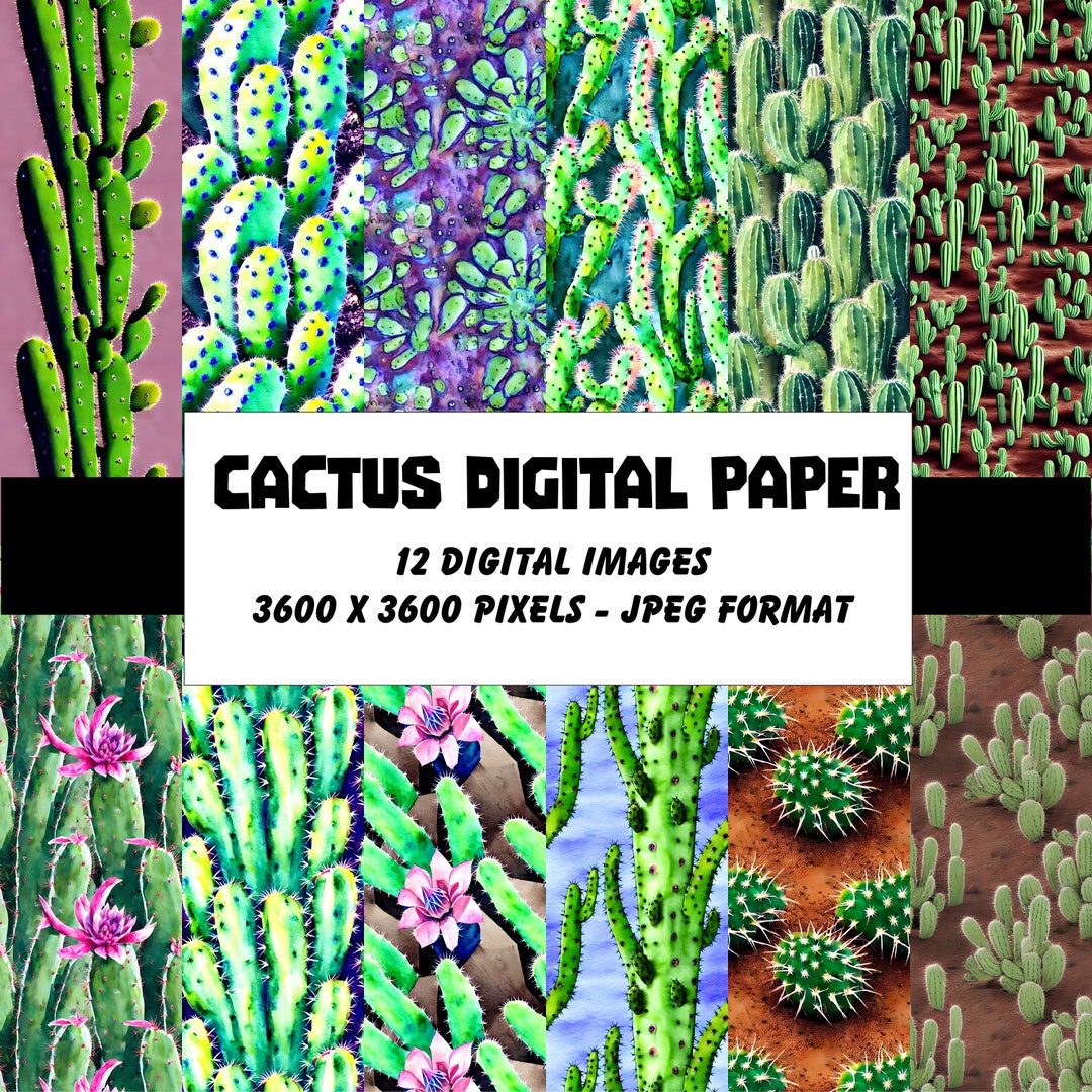 Cactus Digital Paper Seamless - Printable Scrapbook Paper, Journal ...