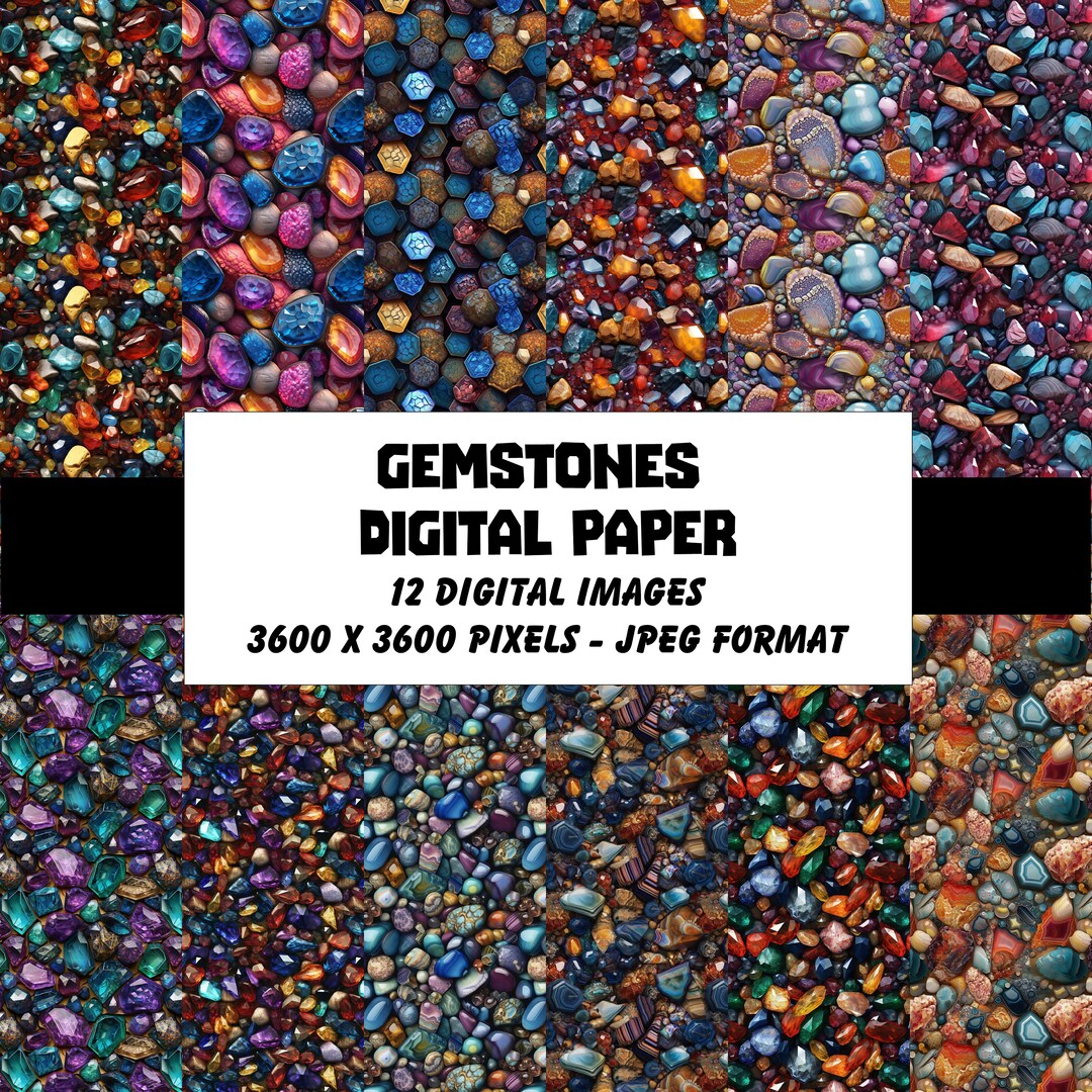 Gemstones Digital Paper – Seamless for Scrapbook, Junk Journal, Cards ...