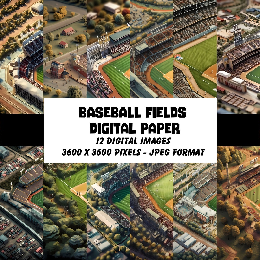 Baseball Fields Digital Paper - Printable Scrapbook Paper, Journal ...