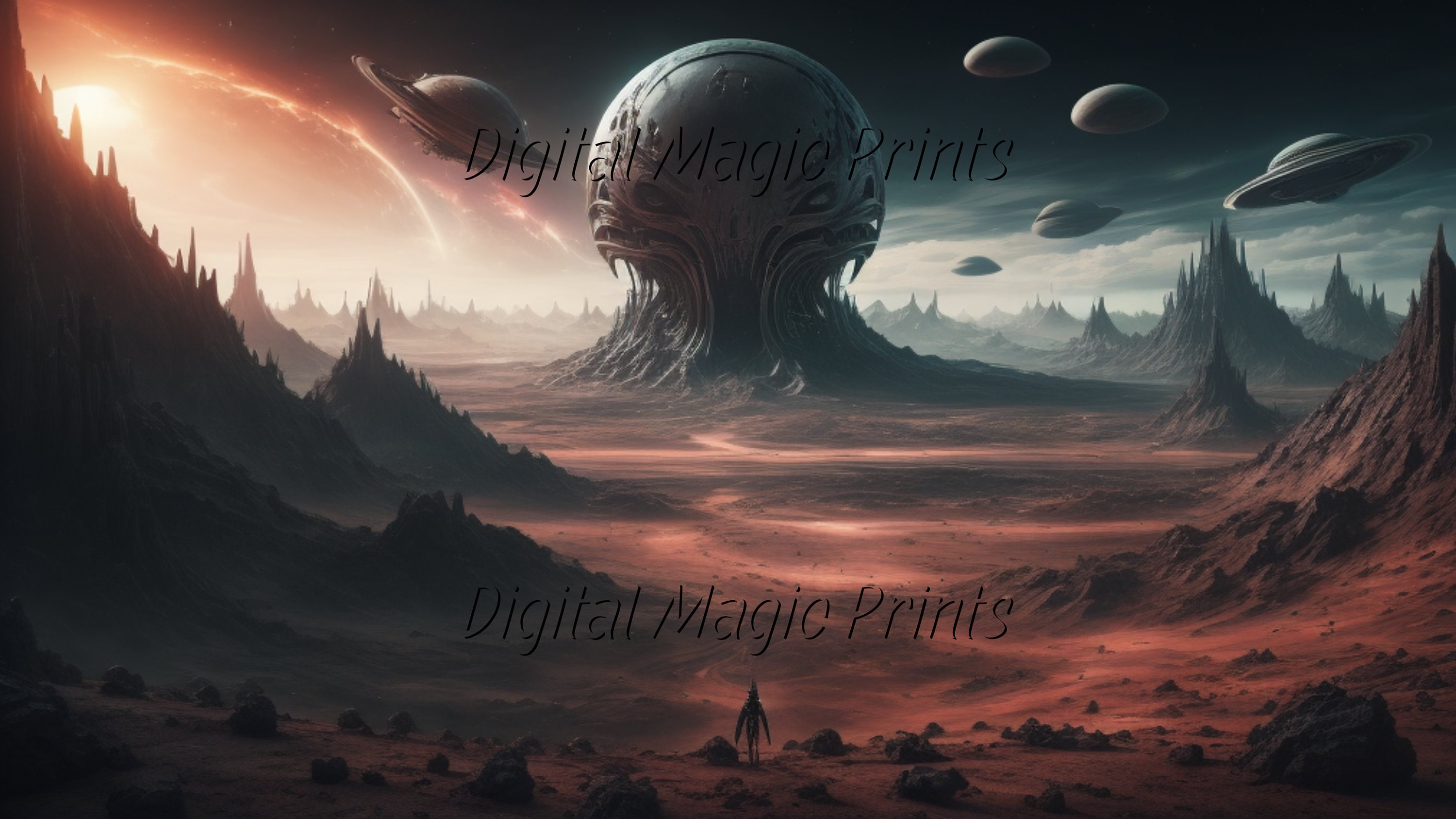 Alien Invasion Digital Wall Decor AI Generation - Etsy