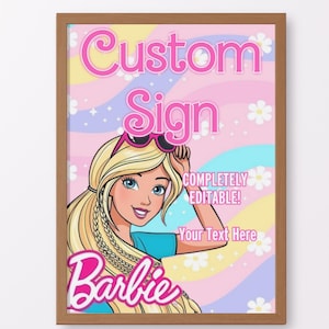 EDITABLE Pink Doll Flower Party Signs | Doll Theme | Birthday Signs ...