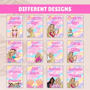 EDITABLE Pink Doll Flower Party Signs | Doll Theme | Birthday Signs ...