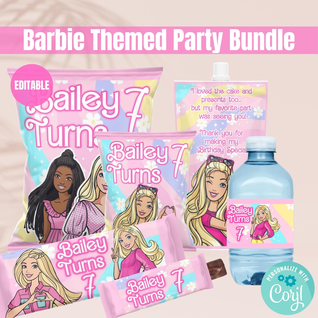 EDITABLE Pink Doll Flower Party Favor Bundle | Doll Theme | Party ...