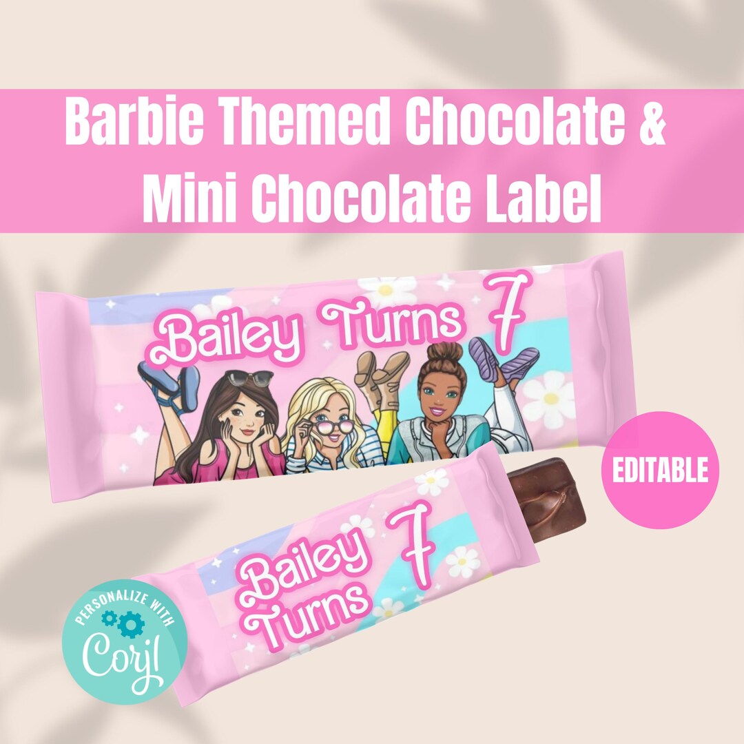 EDITABLE Barbi Chocolate Bundle | Barbi Theme | Chocolate Label | Party ...